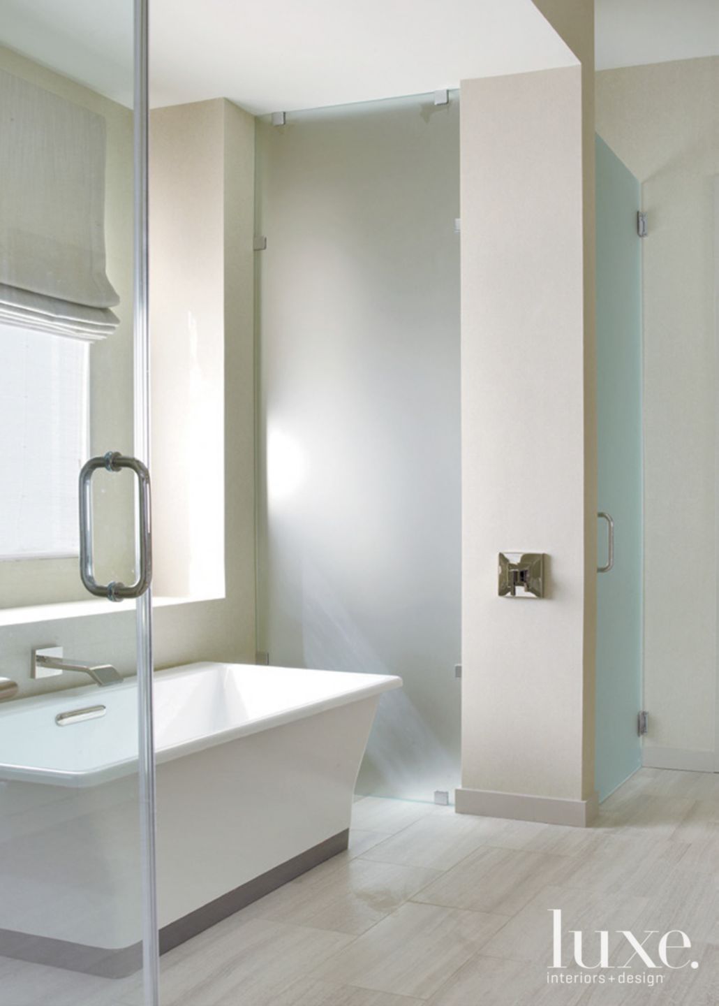 Neutral Modern Master Bathroom - Luxe Interiors + Design