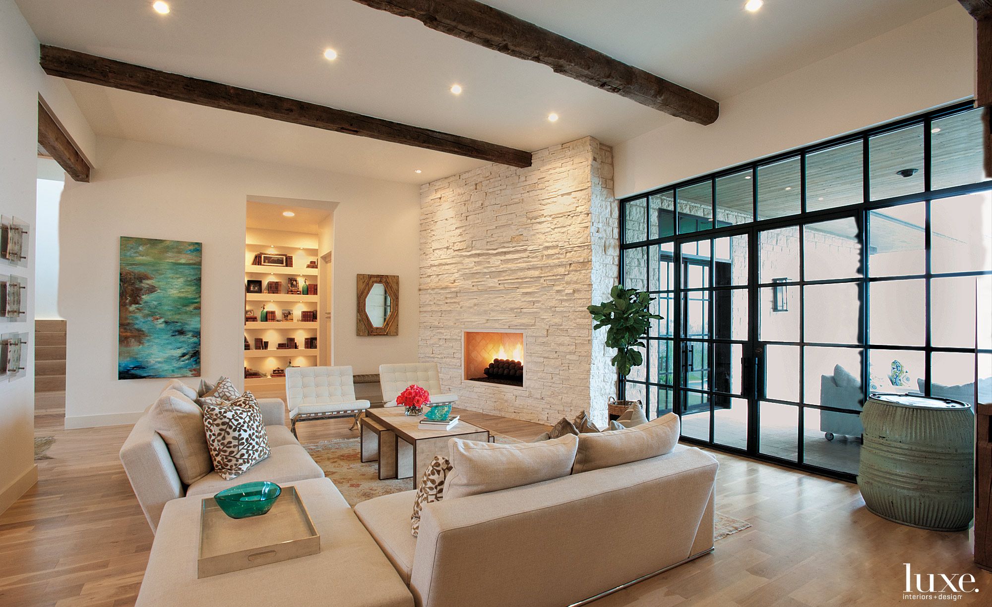 Modern Neutral Open Living Room - Luxe Interiors + Design